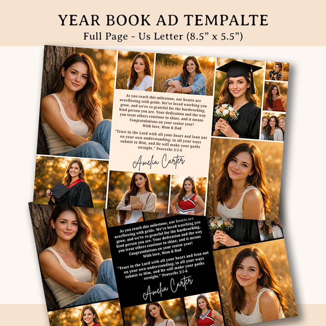 Half Page Senior Yearbook Ad Template - High School Graduation Tribute ...