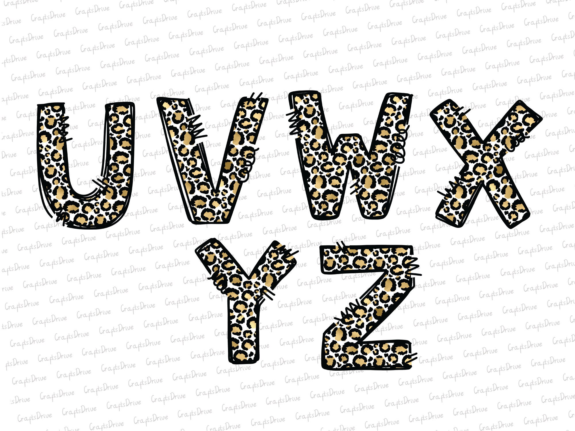 Leopard Alphabet Png Cheetah Doodle Letters Hand Drawn | Etsy