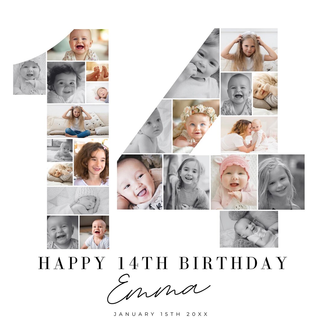 14th Birthday Photo Collage Welcome Sign Template (digital Download) - Etsy