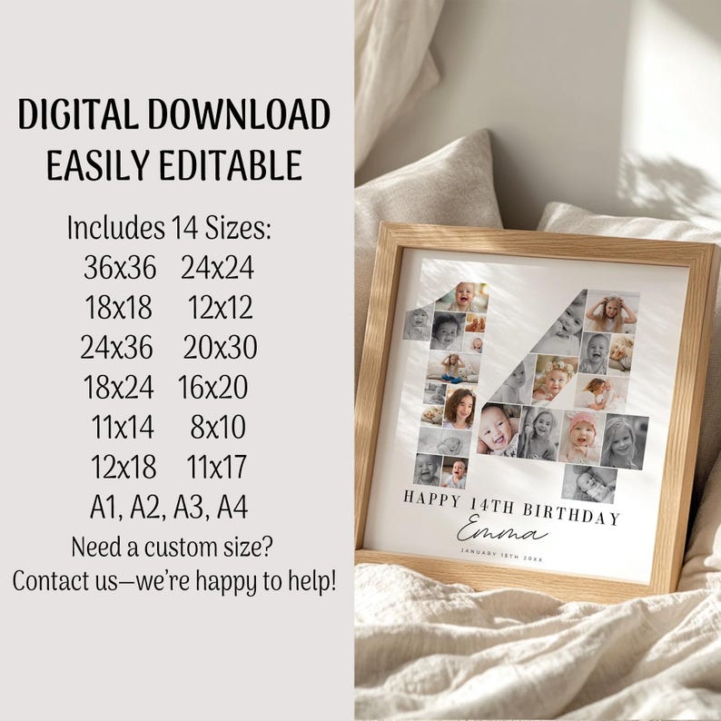 14th Birthday Photo Collage Welcome Sign Template (digital Download) - Etsy