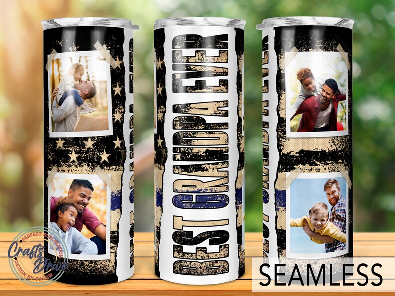Best Grandpa Ever Tumbler Photo Frame Father Day Gift 20oz - Etsy
