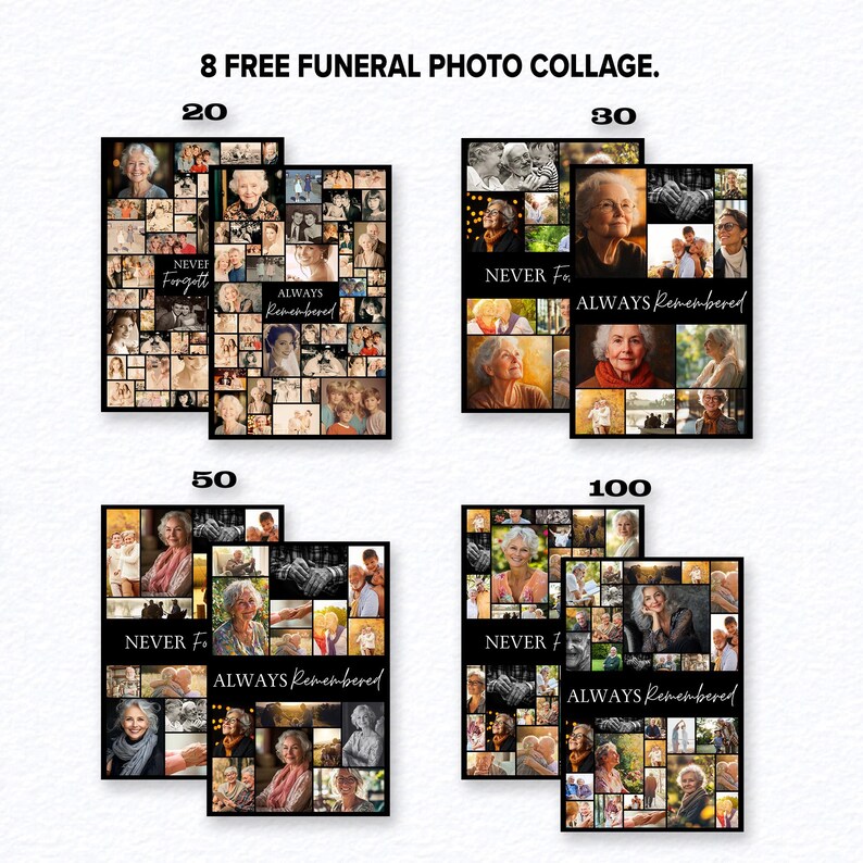Funeral Photo Collage Sign Set: Celebration of Life Memorial (digital ...