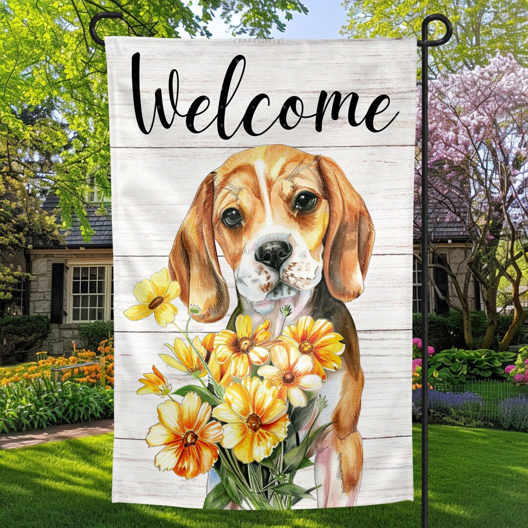 12x18 Beagle Garden Flag, Dog Garden Flag, Welcome Garden Flag, Dog ...