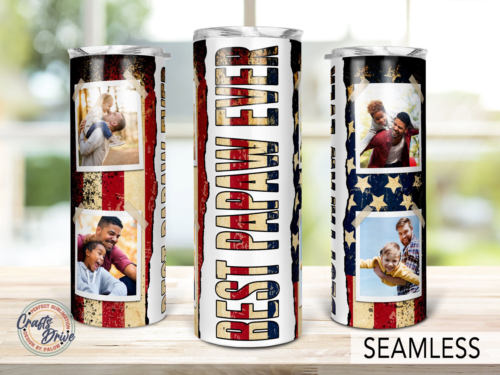 BEST PAPAW EVER Tumbler Photo Frame Father Day Gift 20oz - Etsy