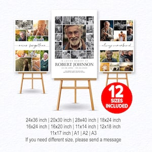 In Loving Memory, Celebration of Life Funeral Photo Collage Sign Set ...