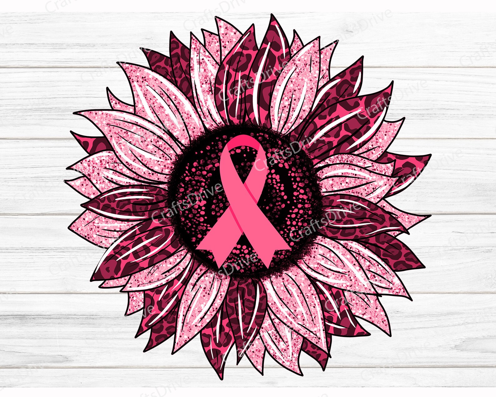 Pink Leopard Sunflower Breast Cancer Png Ribbon Breast Cancer Etsy