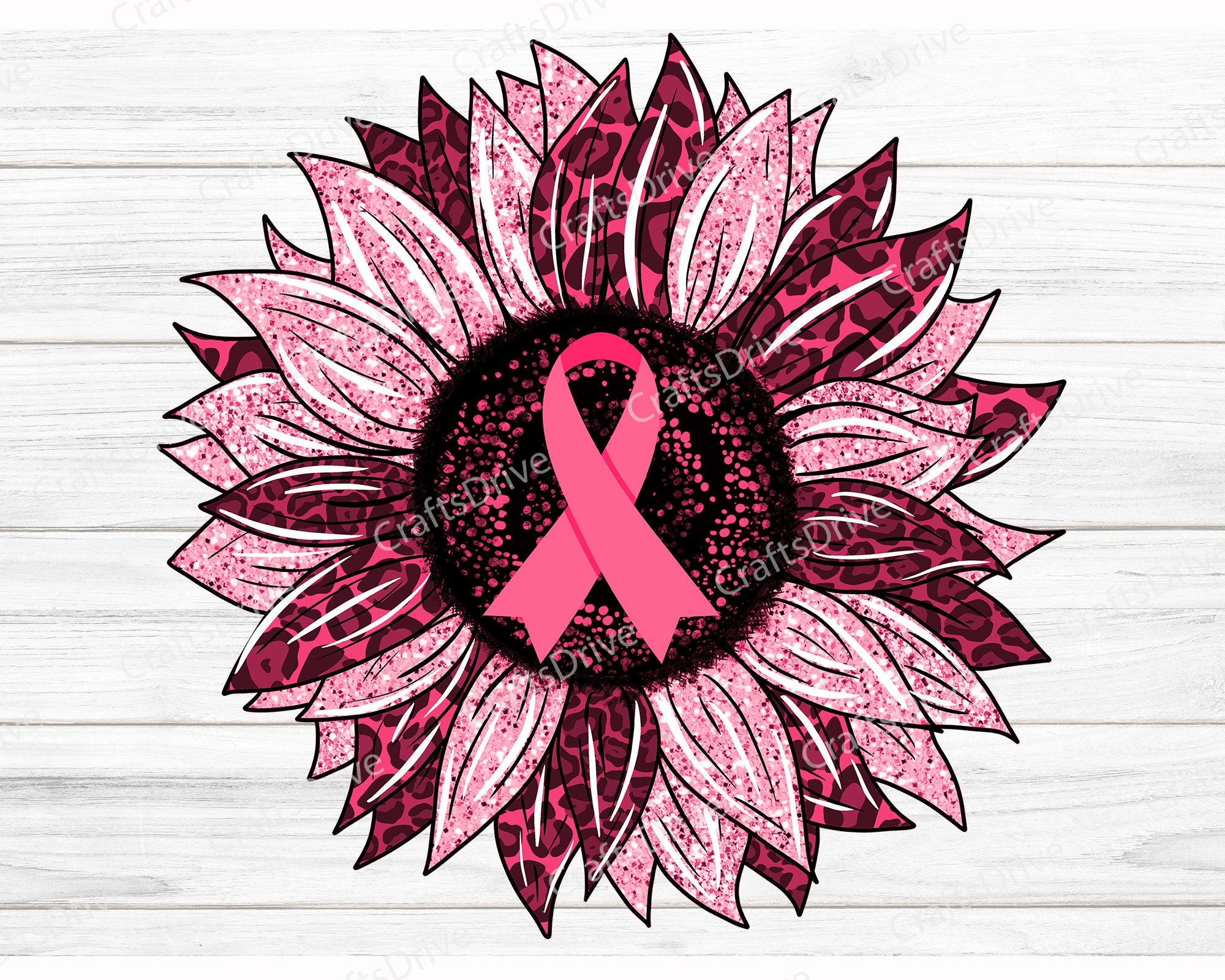 Pink Leopard Sunflower Breast Cancer Png Breast Cancer Etsy
