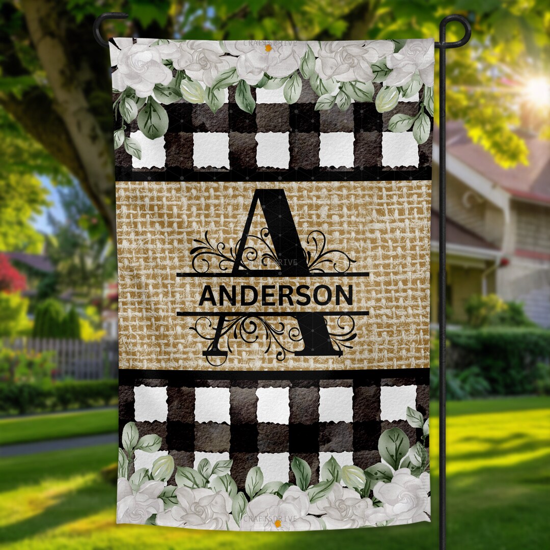 12x18 Family Initial Garden Flag, Welcome Garden Flag, Welcome to the ...