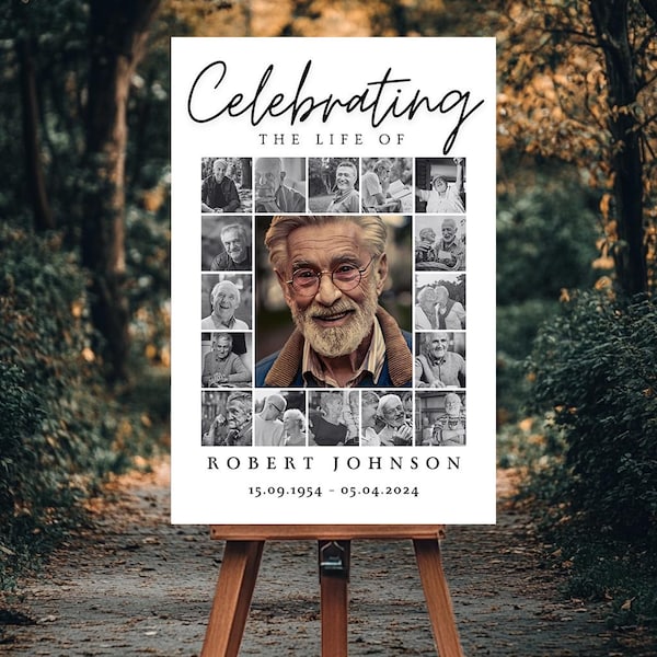 Funeral Photo Collage Sign - Etsy