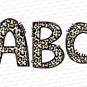 Leopard Alphabet Png Cheetah Doodle Letters Hand Drawn | Etsy