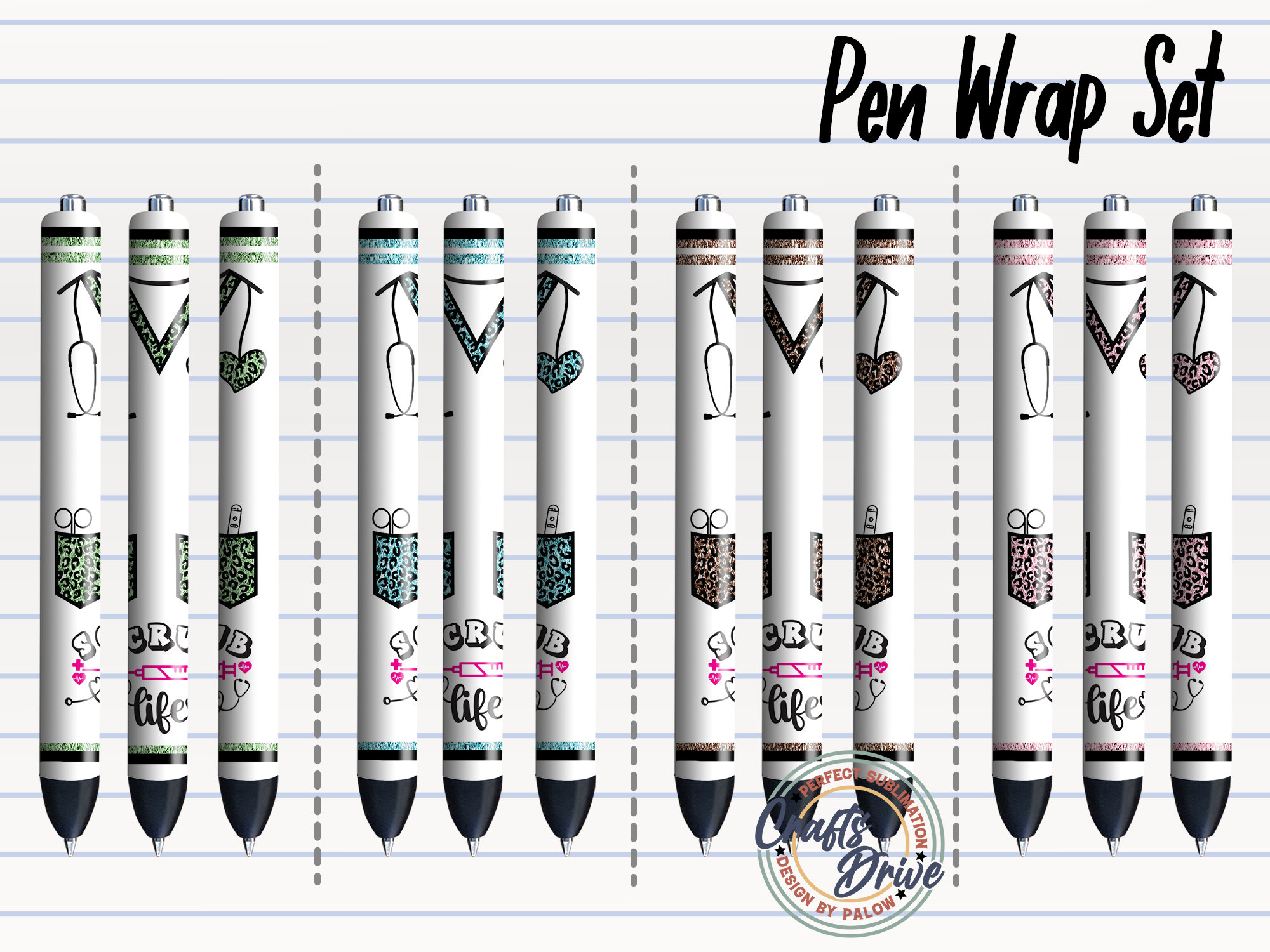 Scrub Life Pen Wrap File Set | Etsy