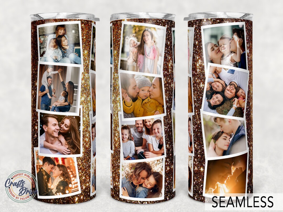 Photo Tumbler Template, Png Sublimation Photo Collage 20oz Skinny ...