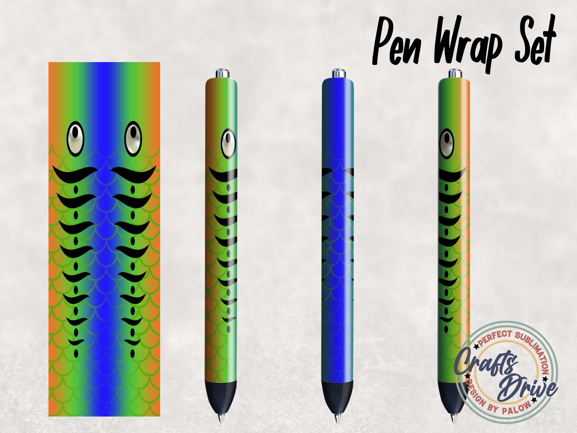 Paper, Party & Kids Digital Print file. Pen Wrap Fish Scales Fishing ...