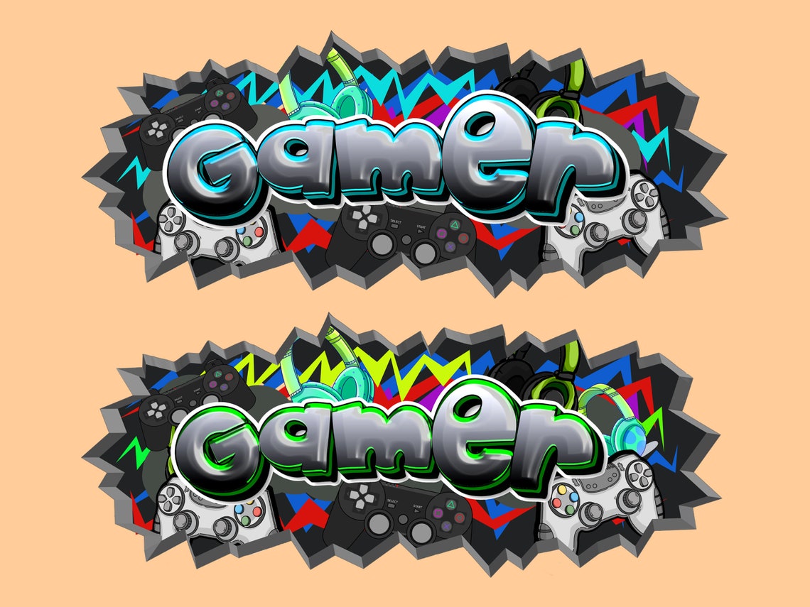 Custom Game Room Decor, Wall Sticker, Graffiti Art, Die Cut Vinyl ...