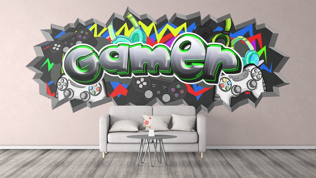 Custom Game Room Decor, Wall Sticker, Graffiti Art, Die Cut Vinyl ...