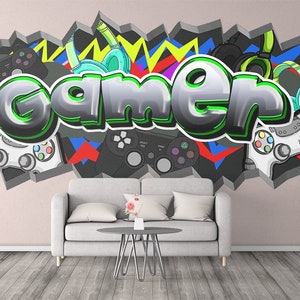 Custom Game Room Decor, Wall Sticker, Graffiti Art, Die Cut Vinyl ...