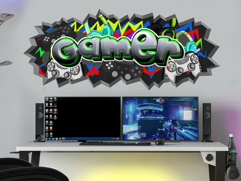 Custom Game Room Decor, Wall Sticker, Graffiti Art, Die Cut Vinyl ...