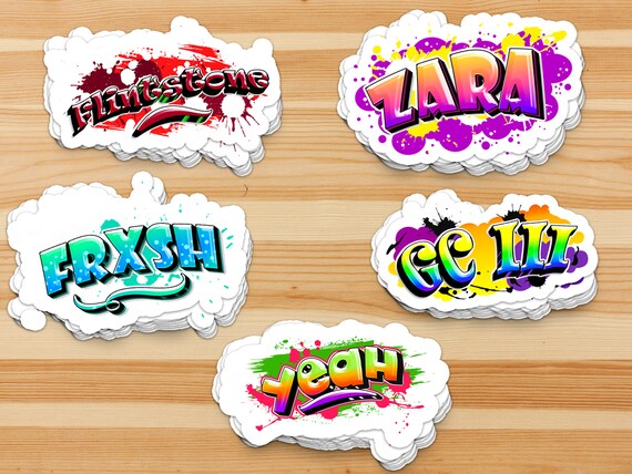 Custom Graffiti Name Die Cut Vinyl Stickers Waterproof | Etsy