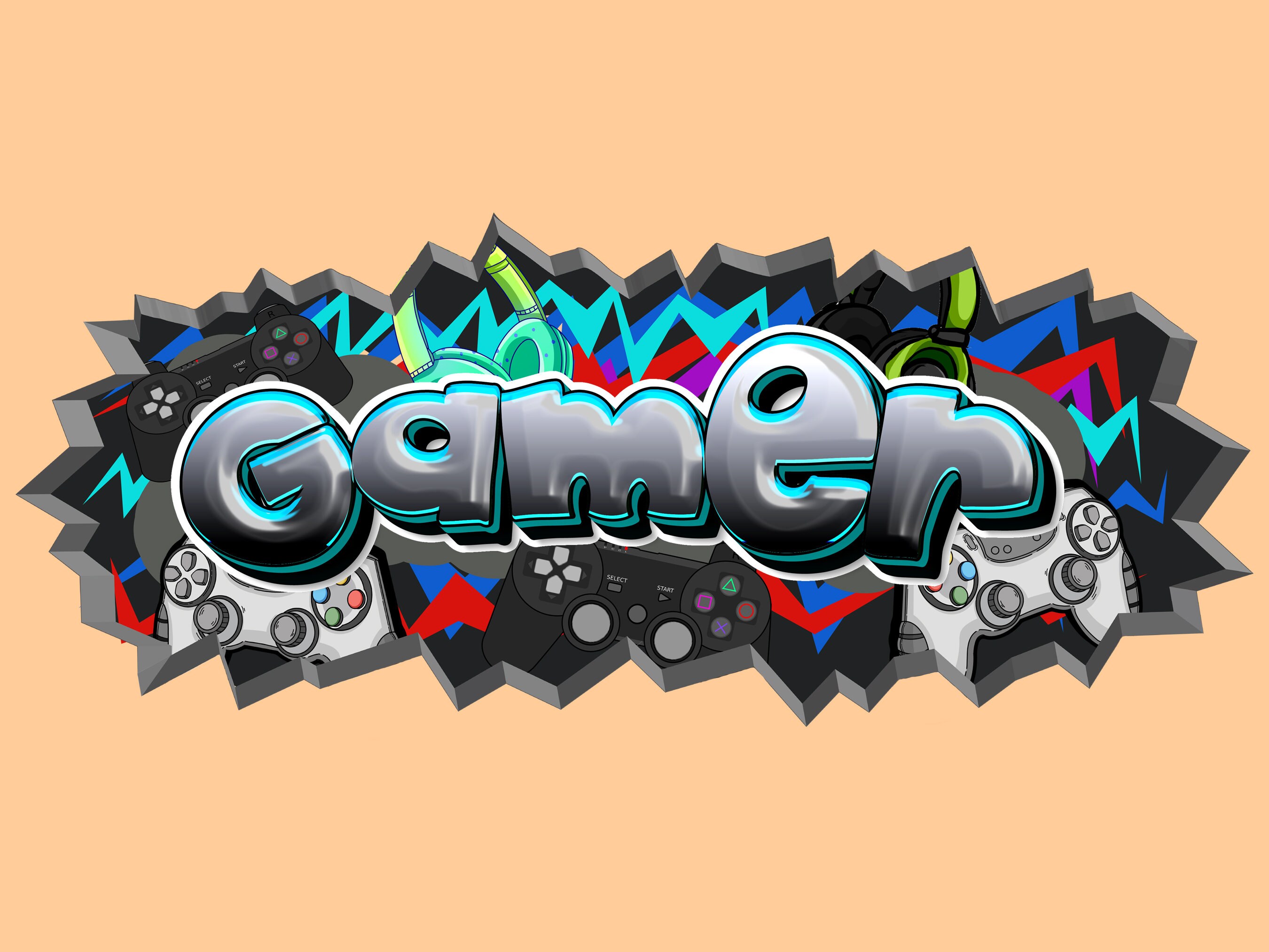 Custom Game Room Decor, Wall Sticker, Graffiti Art, Die Cut Vinyl ...