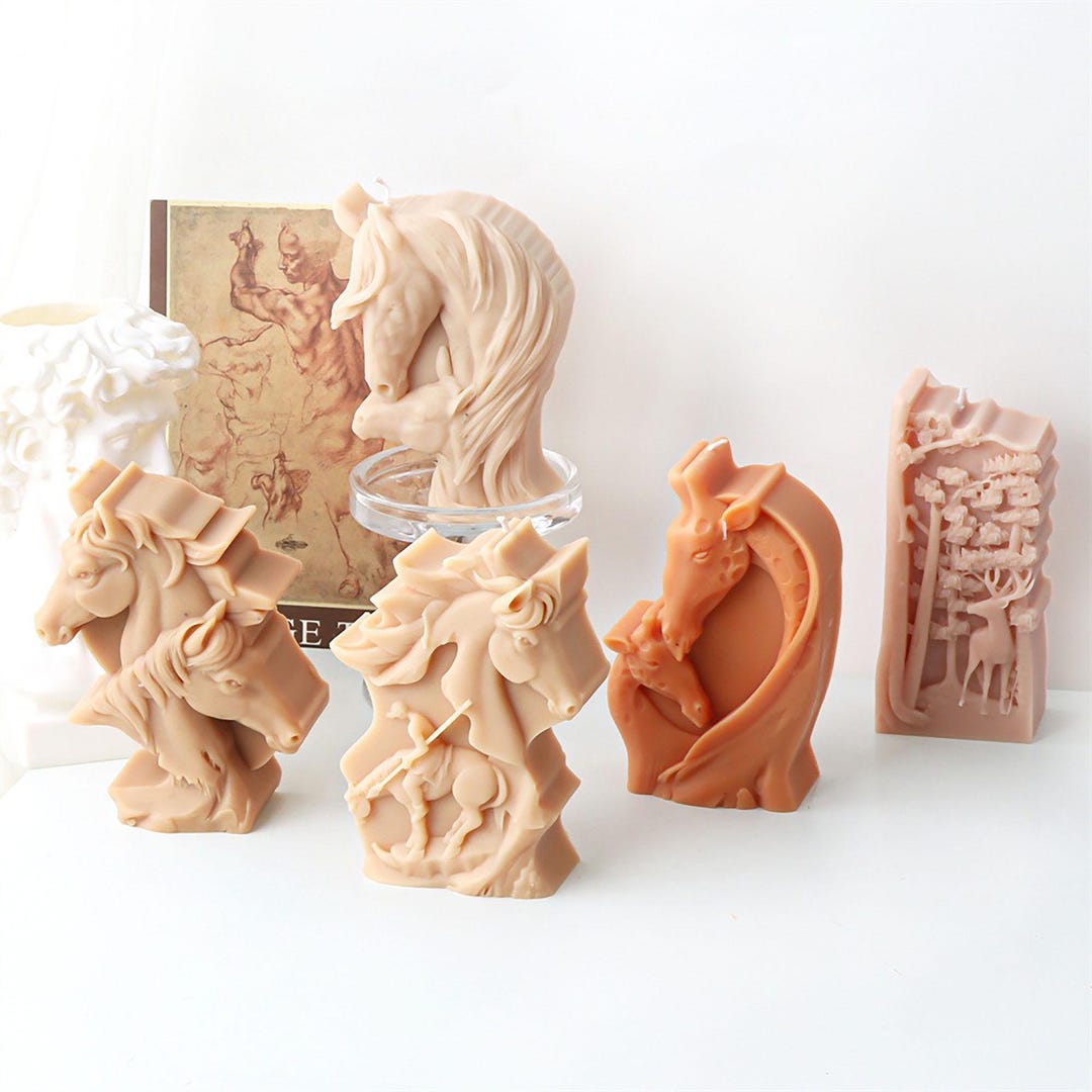 2D Horse Head Statue Aroma Candle Silicone Mold Horse Head Deer Head ...
