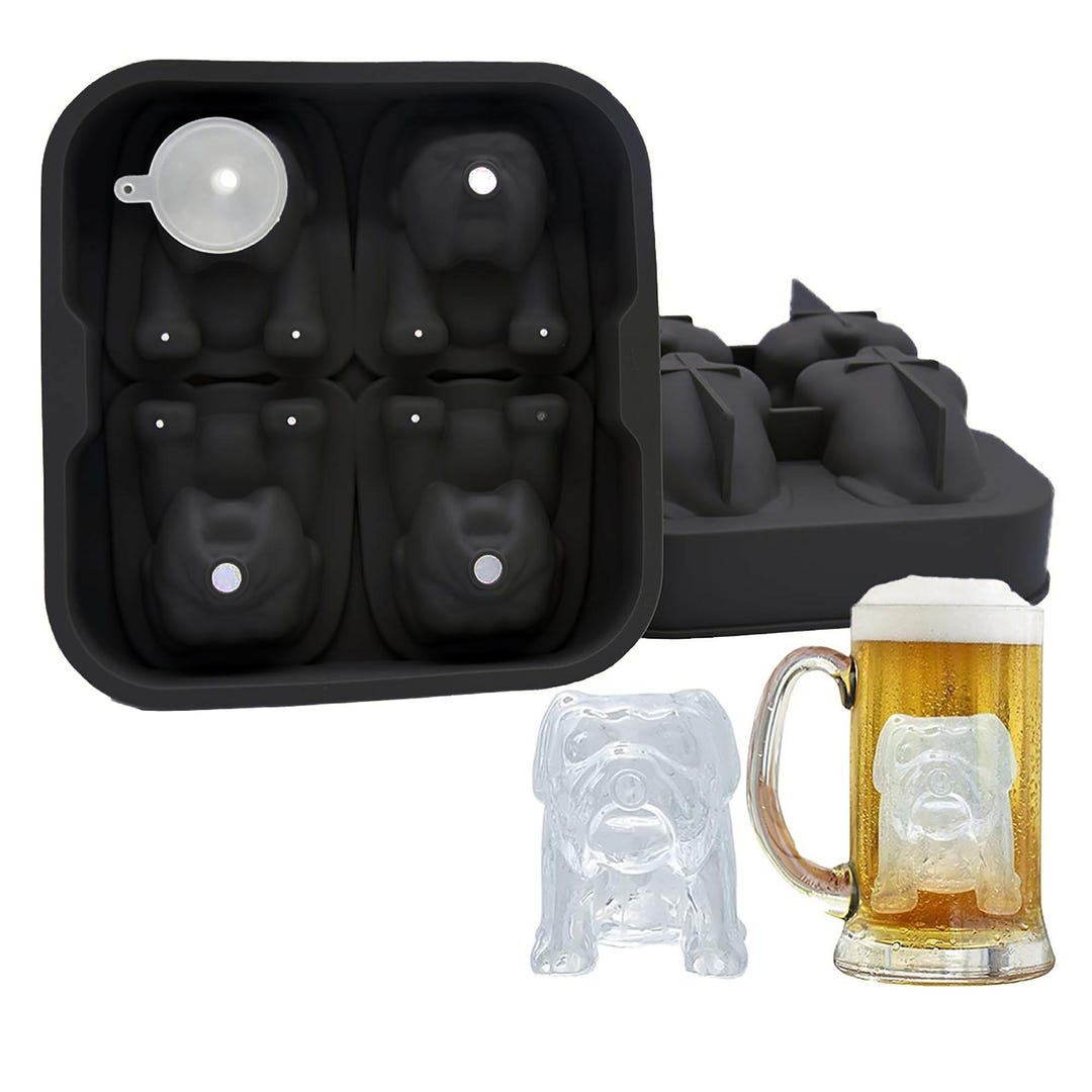 Bulldog Animal Shape Ice Cube Silicone Mold Whiskey Bar Ice Cube Puppy ...