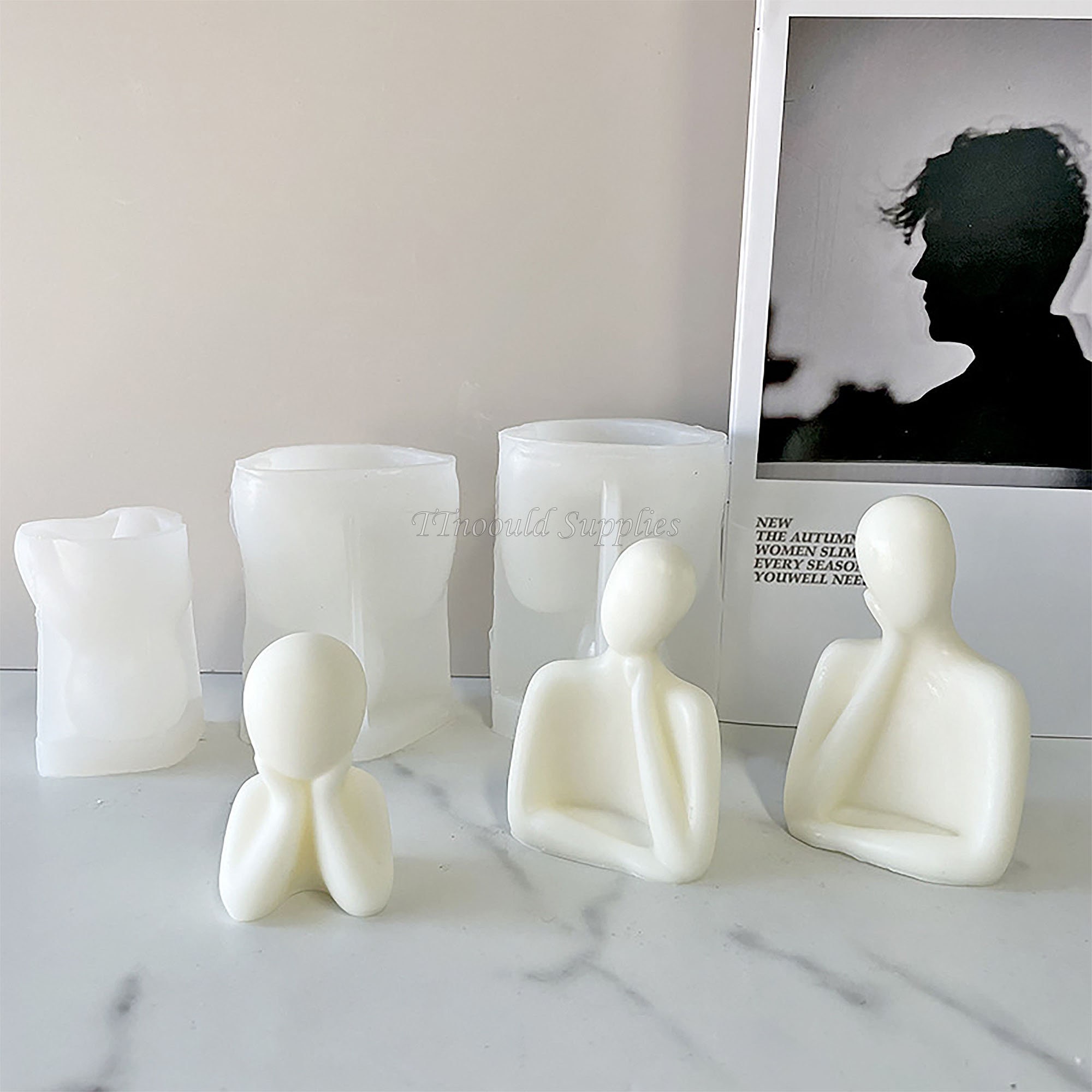 Abstract Human Statue Aromatherapy Candle Silicone Mold DIY Human ...