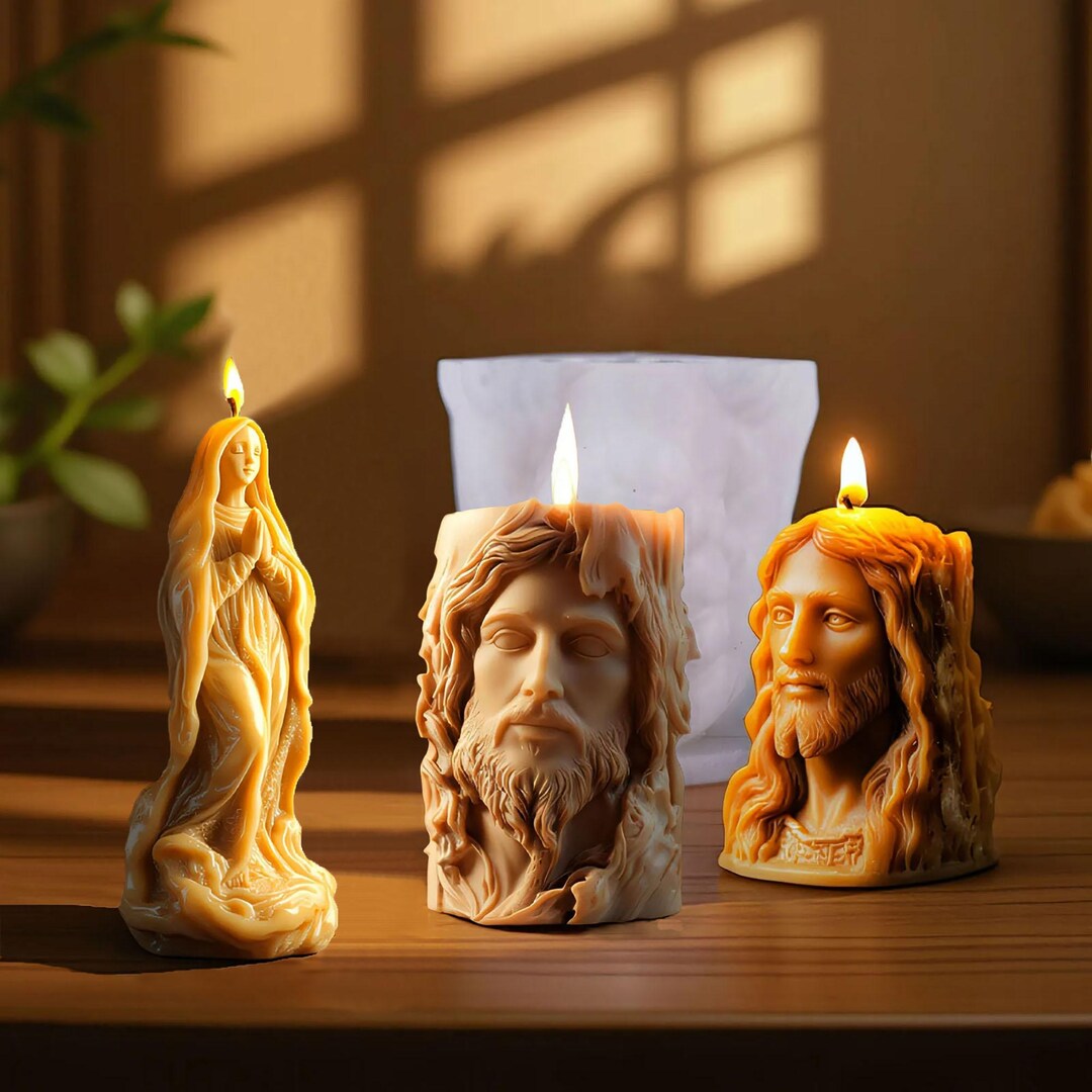 Virgin Mary Jesus Statue Aroma Candle Silicone Mold DIY Holy Mother ...