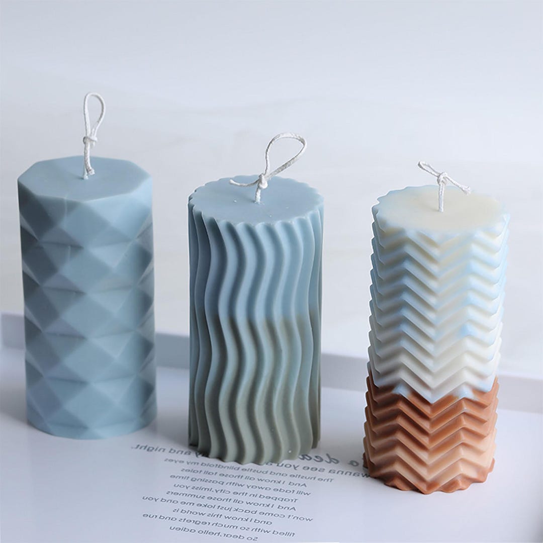 Geometric Striped Wave Candle Silicone Mold Church Wedding Irregular ...
