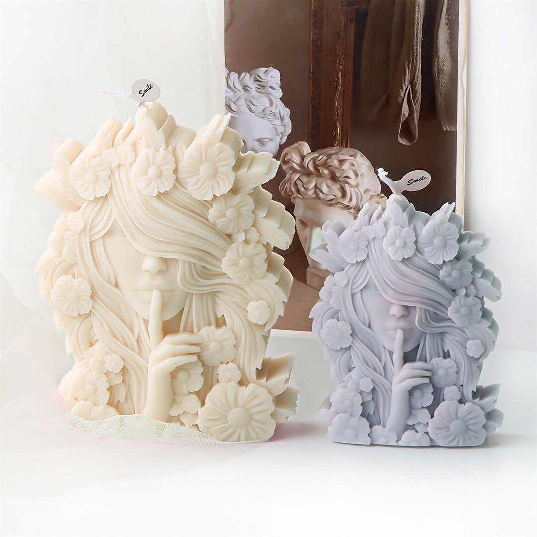 Flower Goddess Bust Statue Aroma Candle Silicone Mold DIY Forest ...