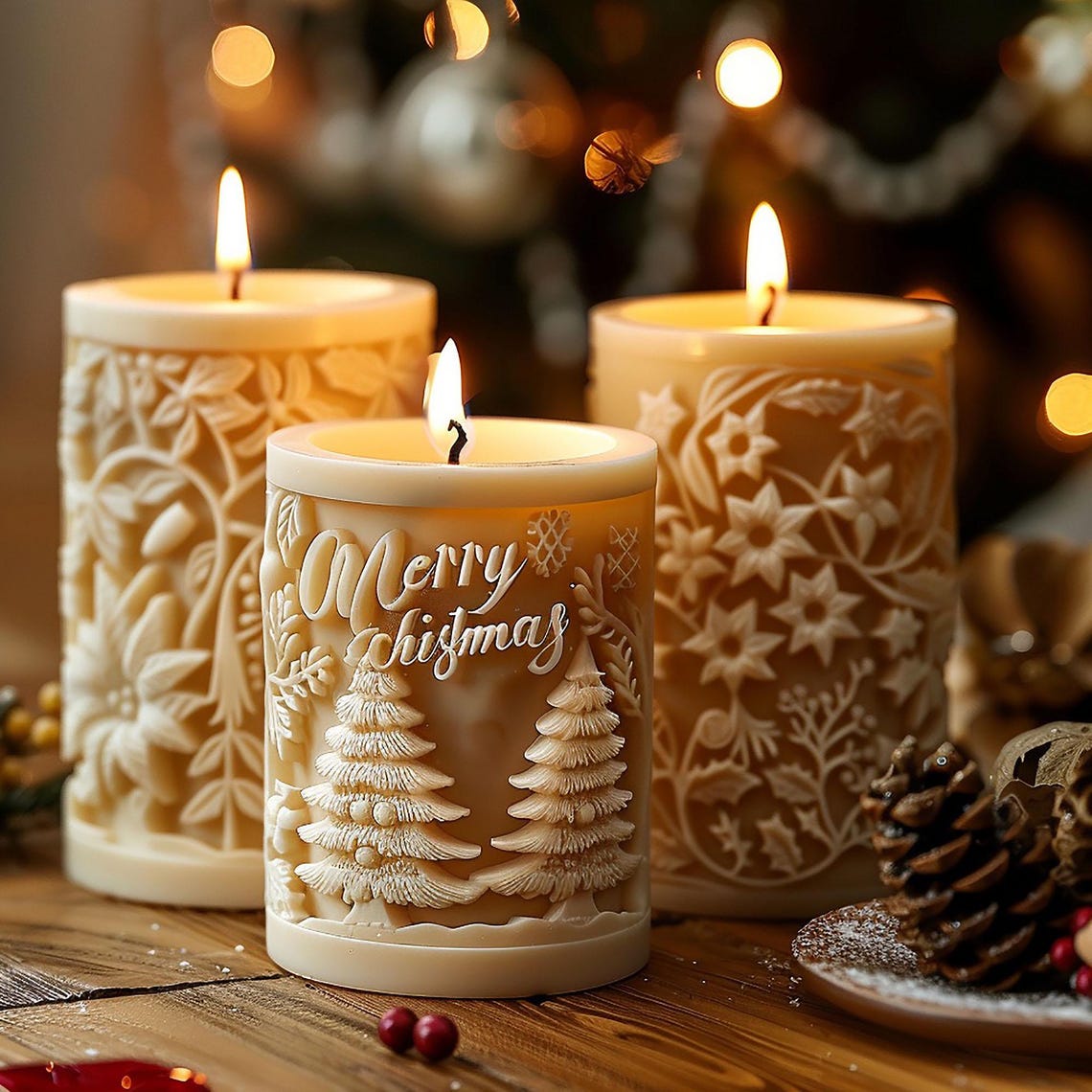 Christmas Blessing Slogan Cylinder Aromatherapy Candle Silicone Mold ...