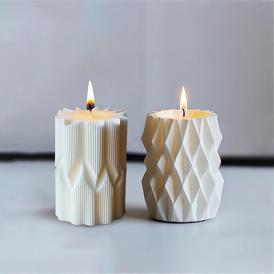 Geometric Diamond Pattern Cylinder Aromatherapy Candle Silicone Mold ...