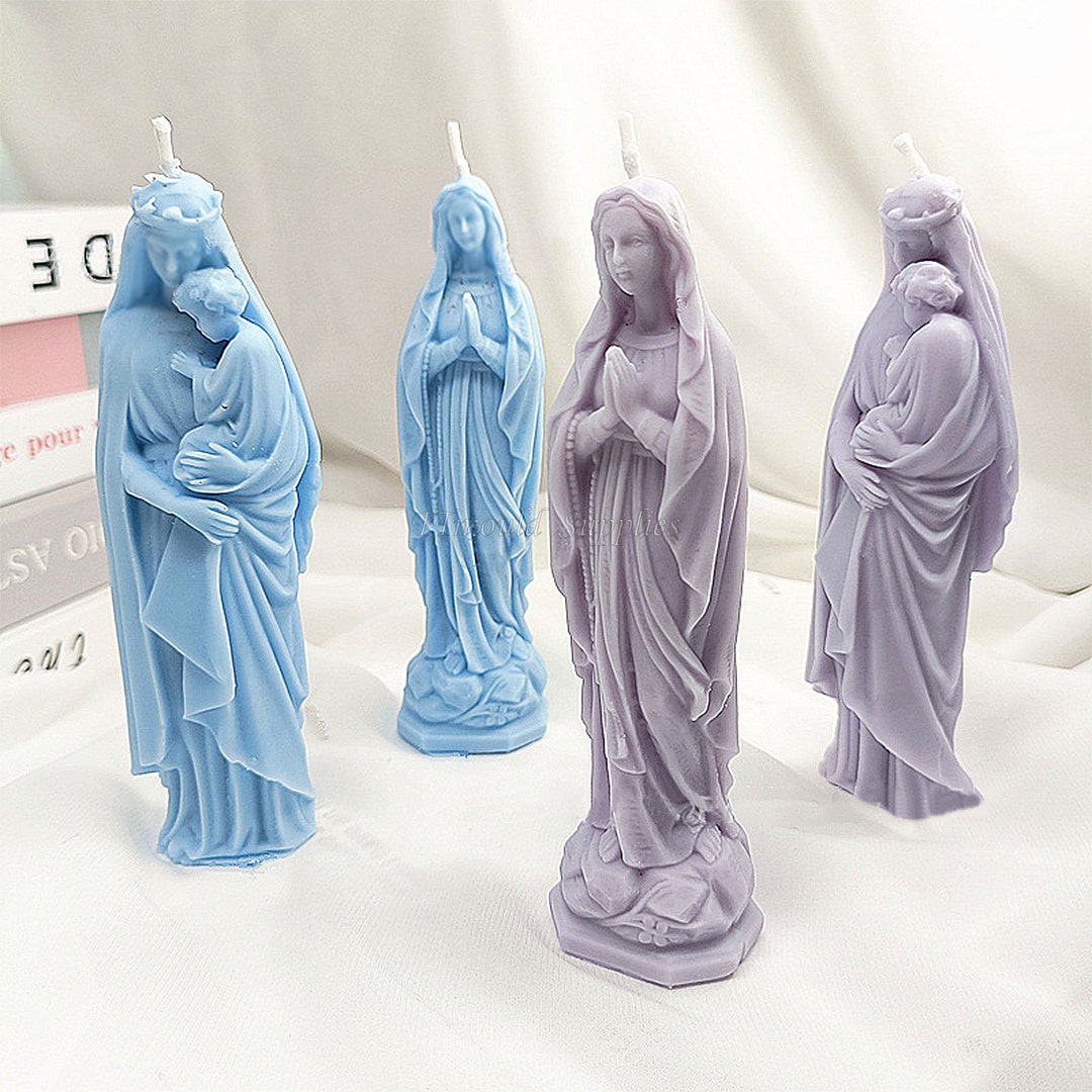 Virgin Mary Candle Silicone Mold, Jesus Catholic Gypsum Mold, Goddess ...
