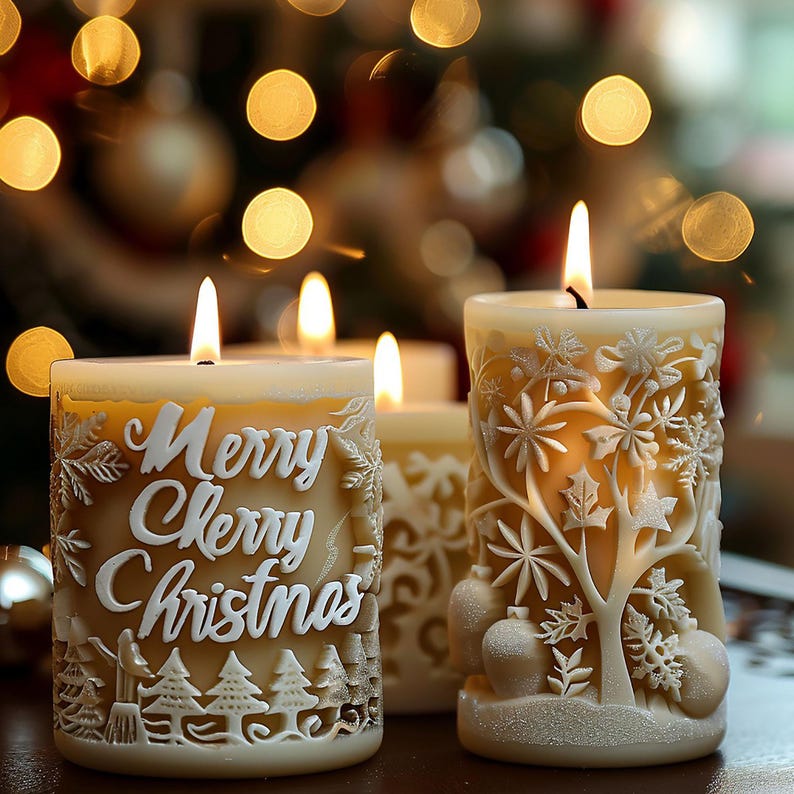 Christmas Blessing Slogan Cylinder Aromatherapy Candle Silicone Mold ...