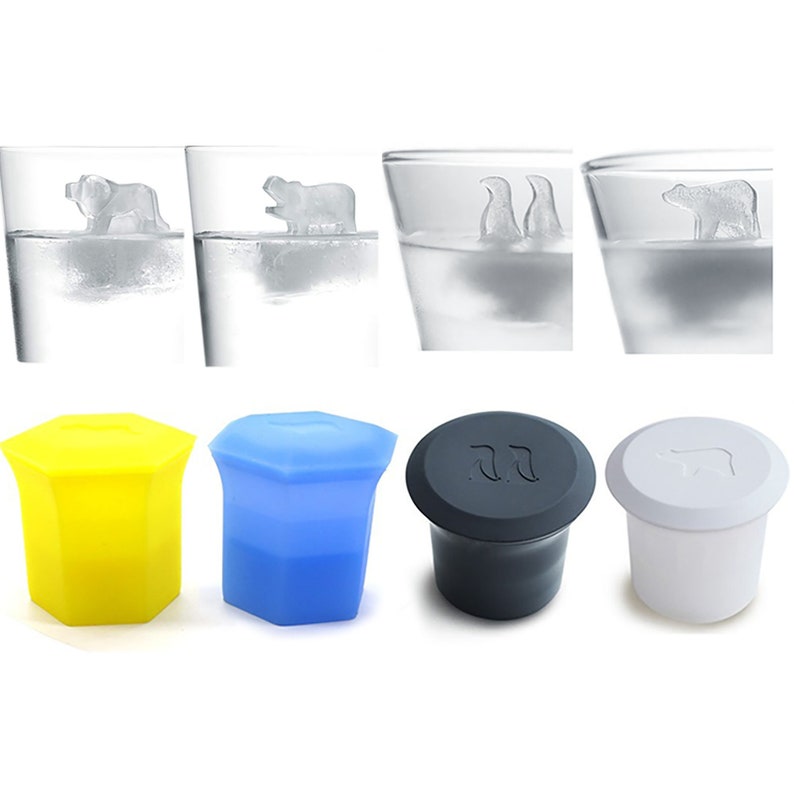 Polar Bear Penguin Hippo Lion Animal Shape Ice Cube Mould Animal Design ...