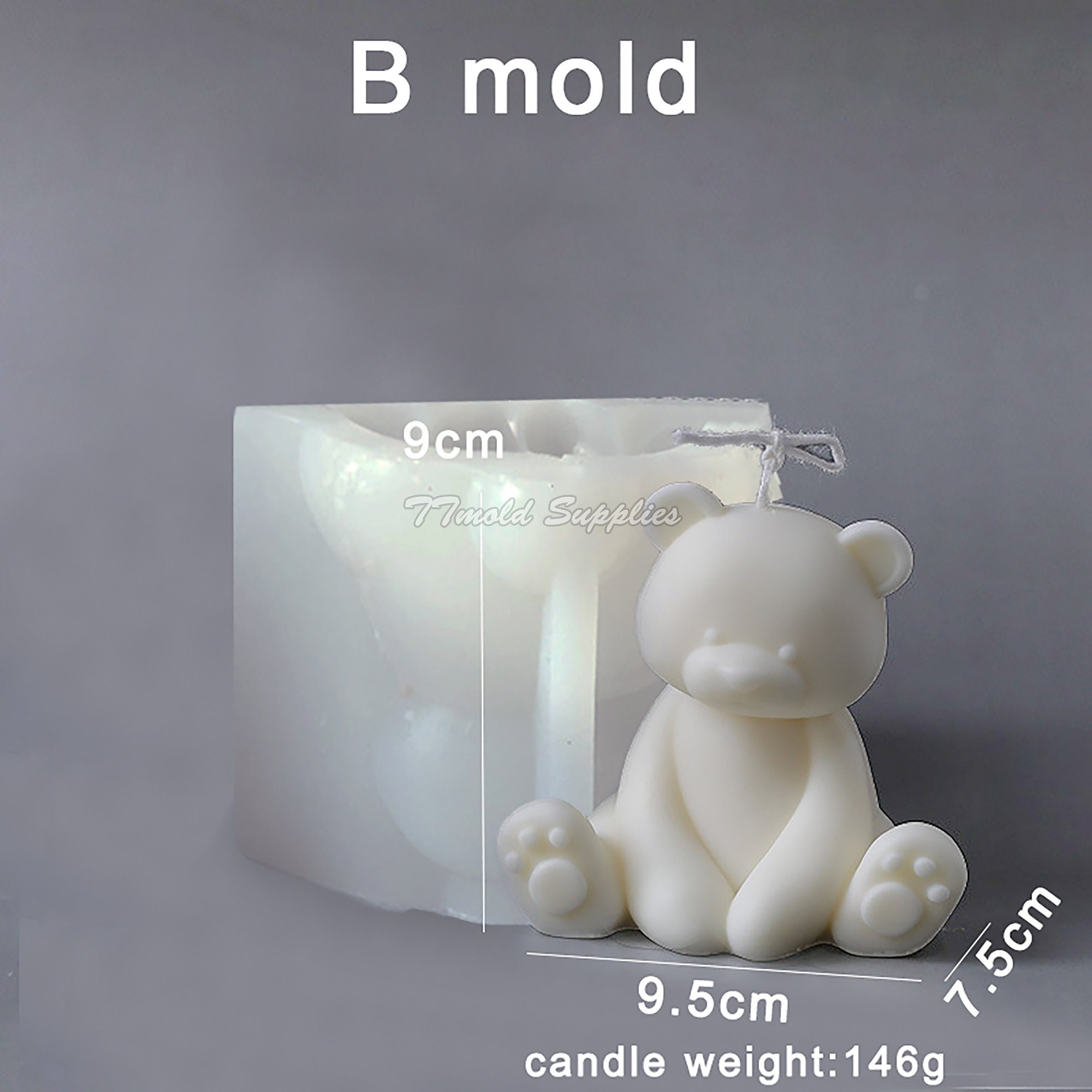 Big Bear Soft Sugar Candle Silicone Mold Cartoon Bear | Etsy