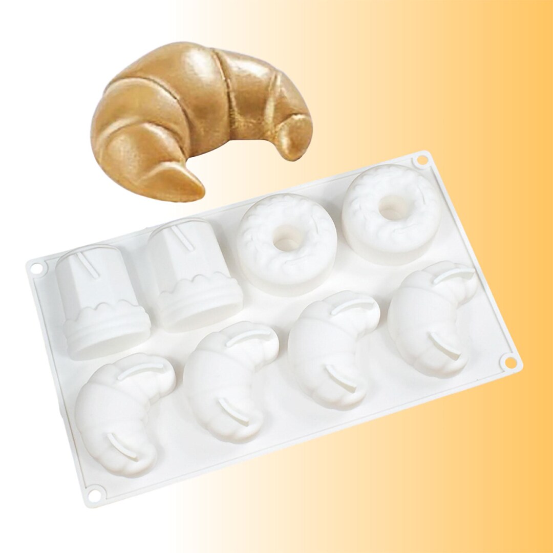8 Cavity Croissant Donut Chocolate Mousse Silicone Mold French Dessert ...