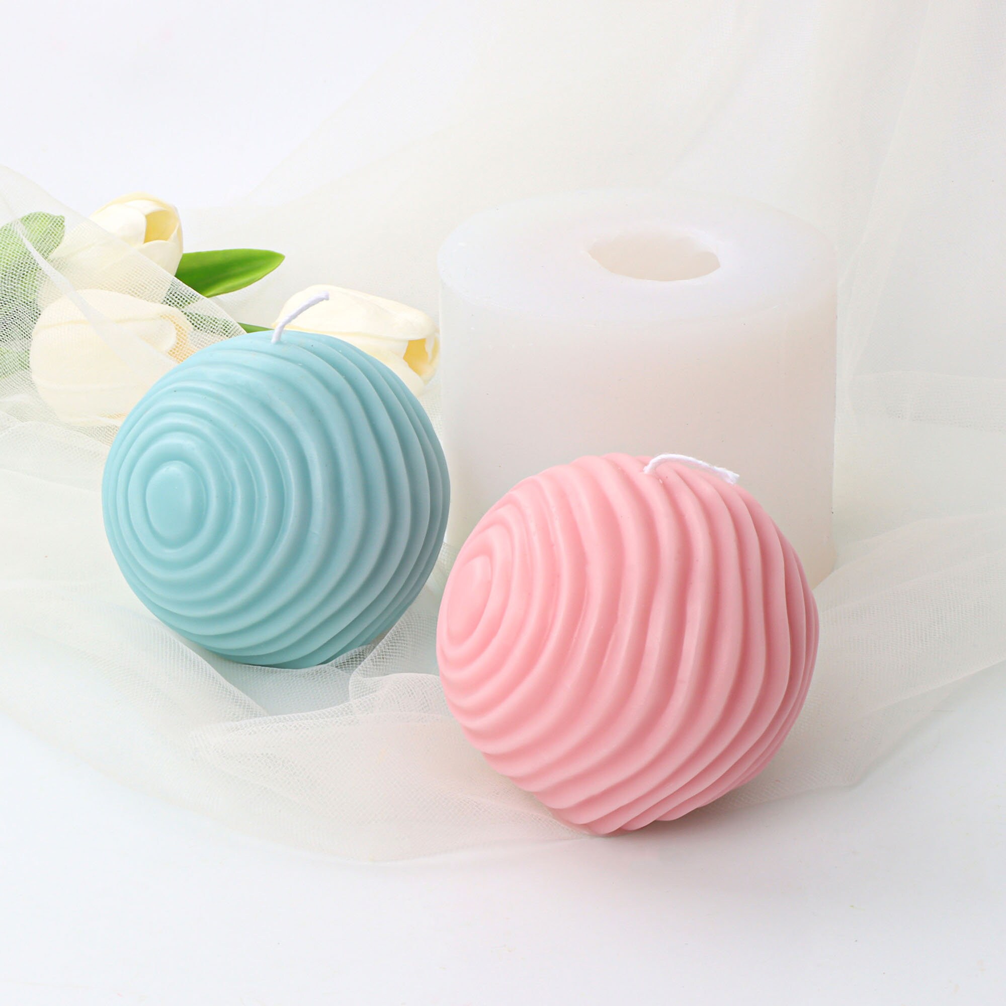 Water Wave Ball Candle Mold, Geometric Sphere Chocolate Mold, Spherical ...