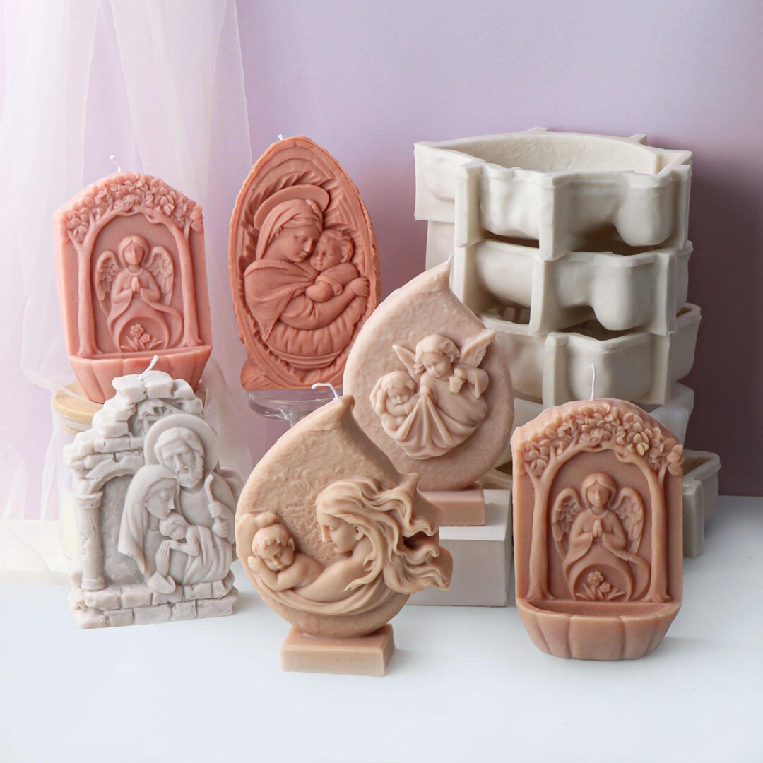 Jesus A Family Relief Sculpture Aromatherapy Candle Mold DIY Angel ...