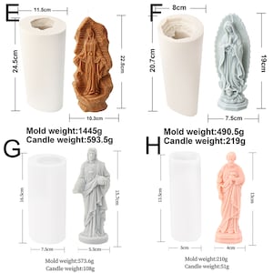 Religious Blessed Virgin Mary Goddess Candle Silicone Mold, Jesus ...