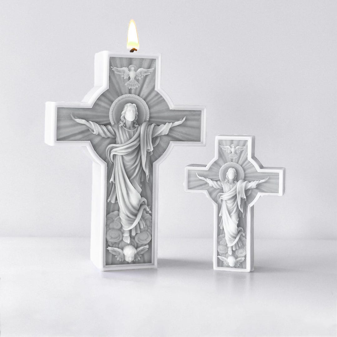 Jesus Cross Aroma Candle Silicone Mold DIY Halloween Cross Drip Plaster ...