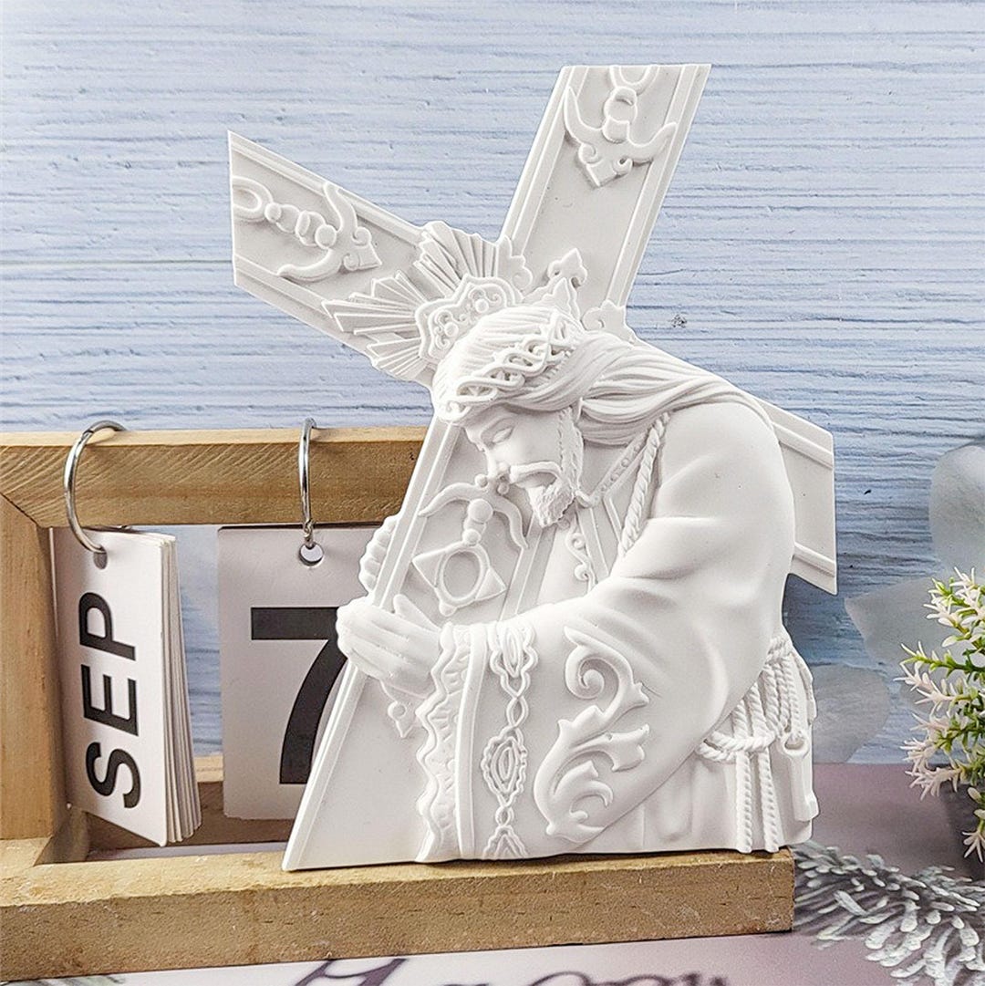 Jesus Crucifix Wall Hanging Decorations Cement Plaster Mold DIY ...