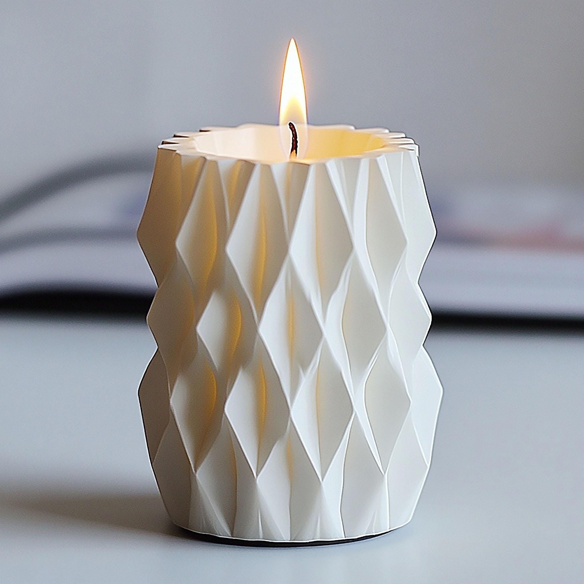 Geometric Diamond Pattern Cylinder Aromatherapy Candle Silicone Mold ...