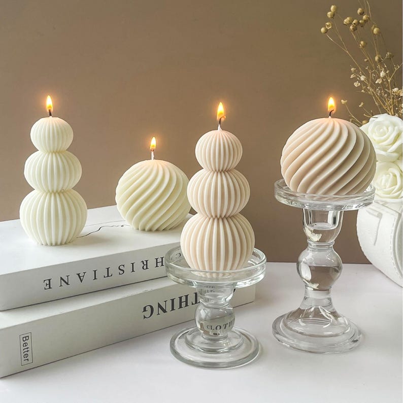 Scandinavian Wave Ball Candle Mold: DIY Creative Geometric Sphere ...