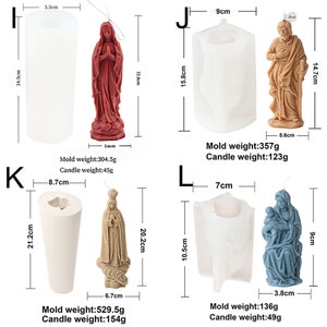 Religious Blessed Virgin Mary Goddess Candle Silicone Mold, Jesus ...
