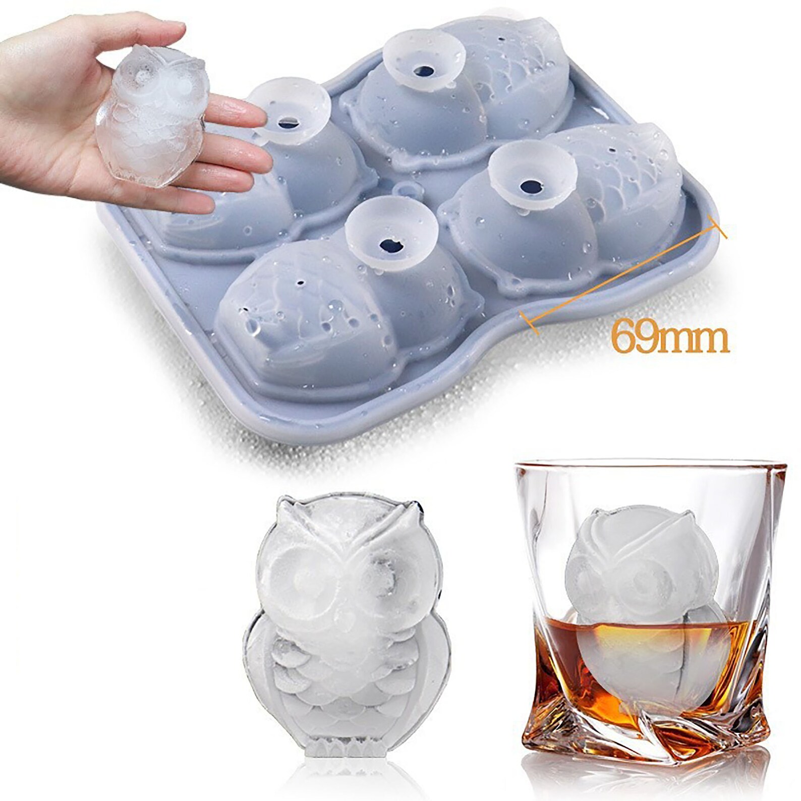 Owl Ice Lattice Animal Ice Cubes Food Grade Molds Home Whiskey Ice ...