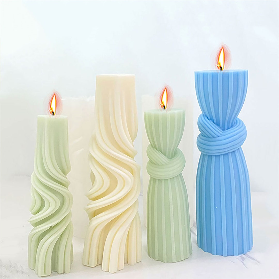 Geometric Stripe Knot Pillar Cylindrical Candle Mold, Wave Column ...