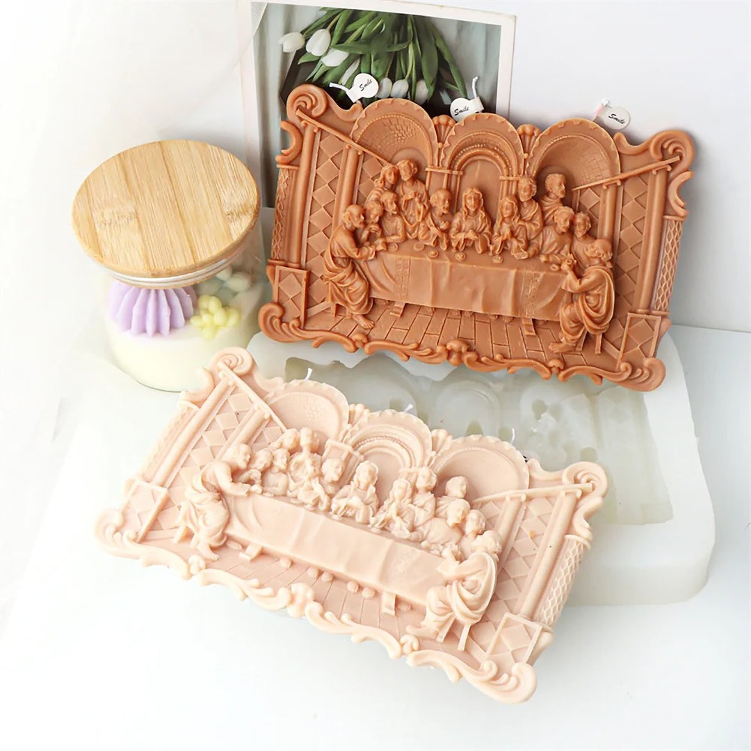 Large European Jesus Family Last Supper Mural Candle Silicone Mold Last ...