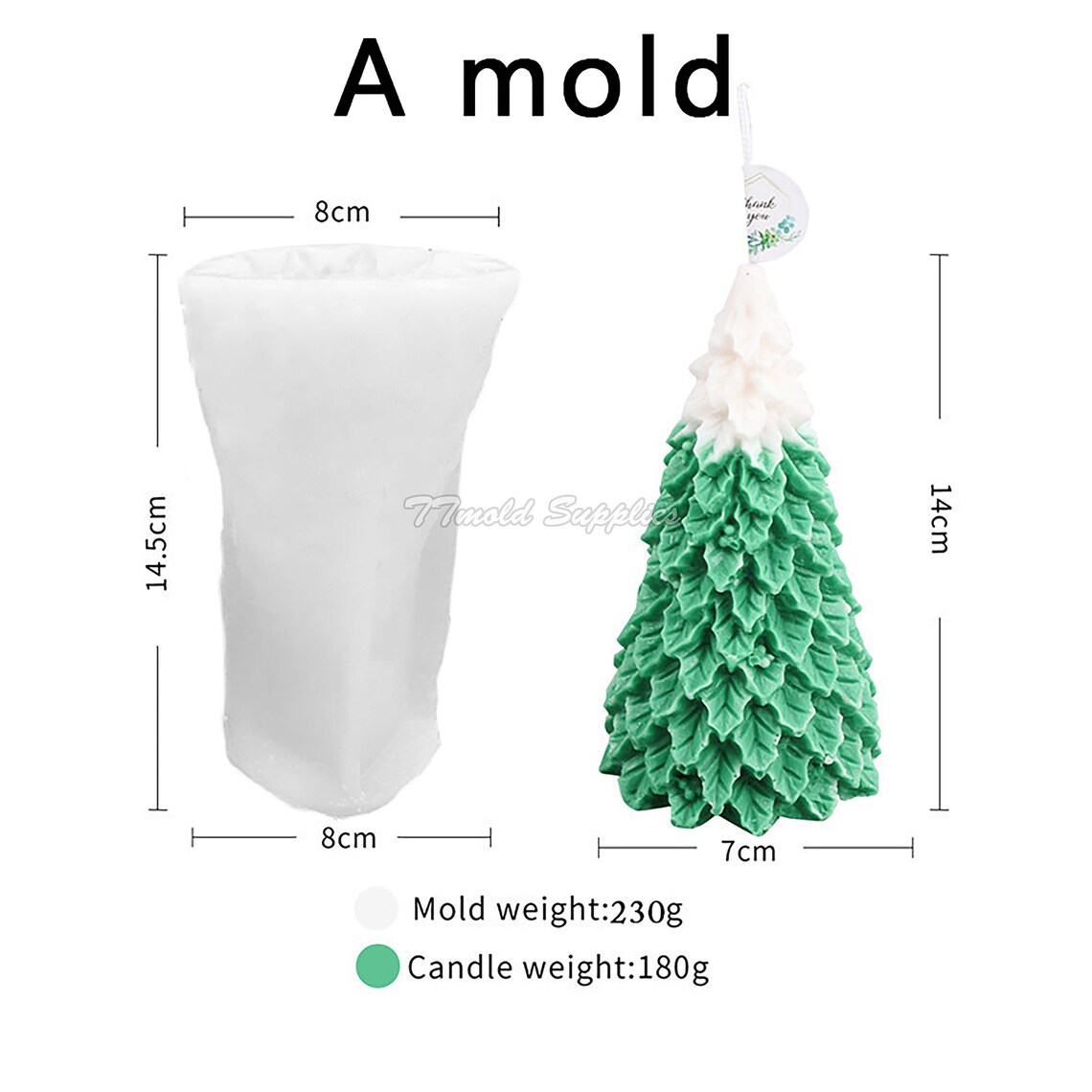 Large Christmas Tree Candle Mold Christmas Chocolate Candy - Etsy