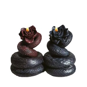 Snake Rose Aroma Candle Silicone Mold DIY Flower Plaster Halloween ...