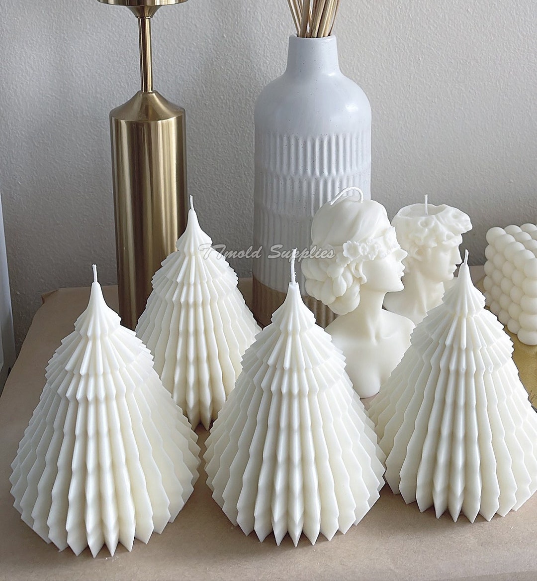 Origami Christmas Tree Candle Mold, Christmas Chocolate Mold, Christmas ...